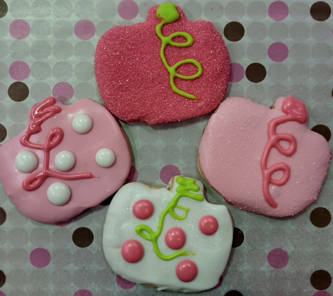 Glazed Pink-o-ween cookies dozen assorted (designs may vary from photos ...